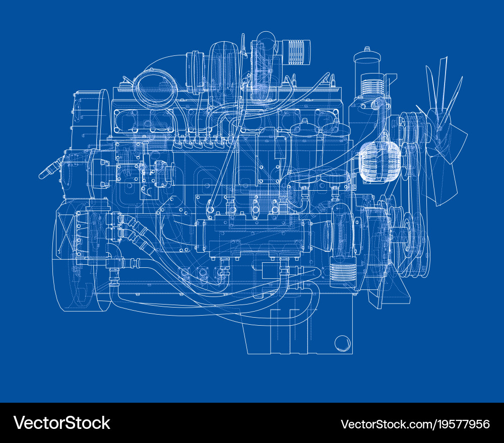 Car engine rendering of 3d Royalty Free Vector Image