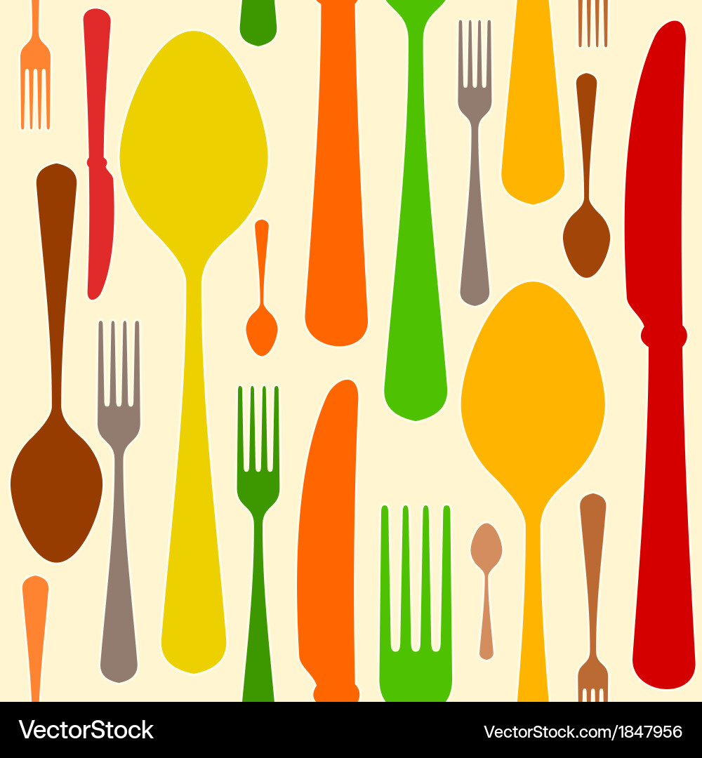 Colorful cutlery pattern Royalty Free Vector Image