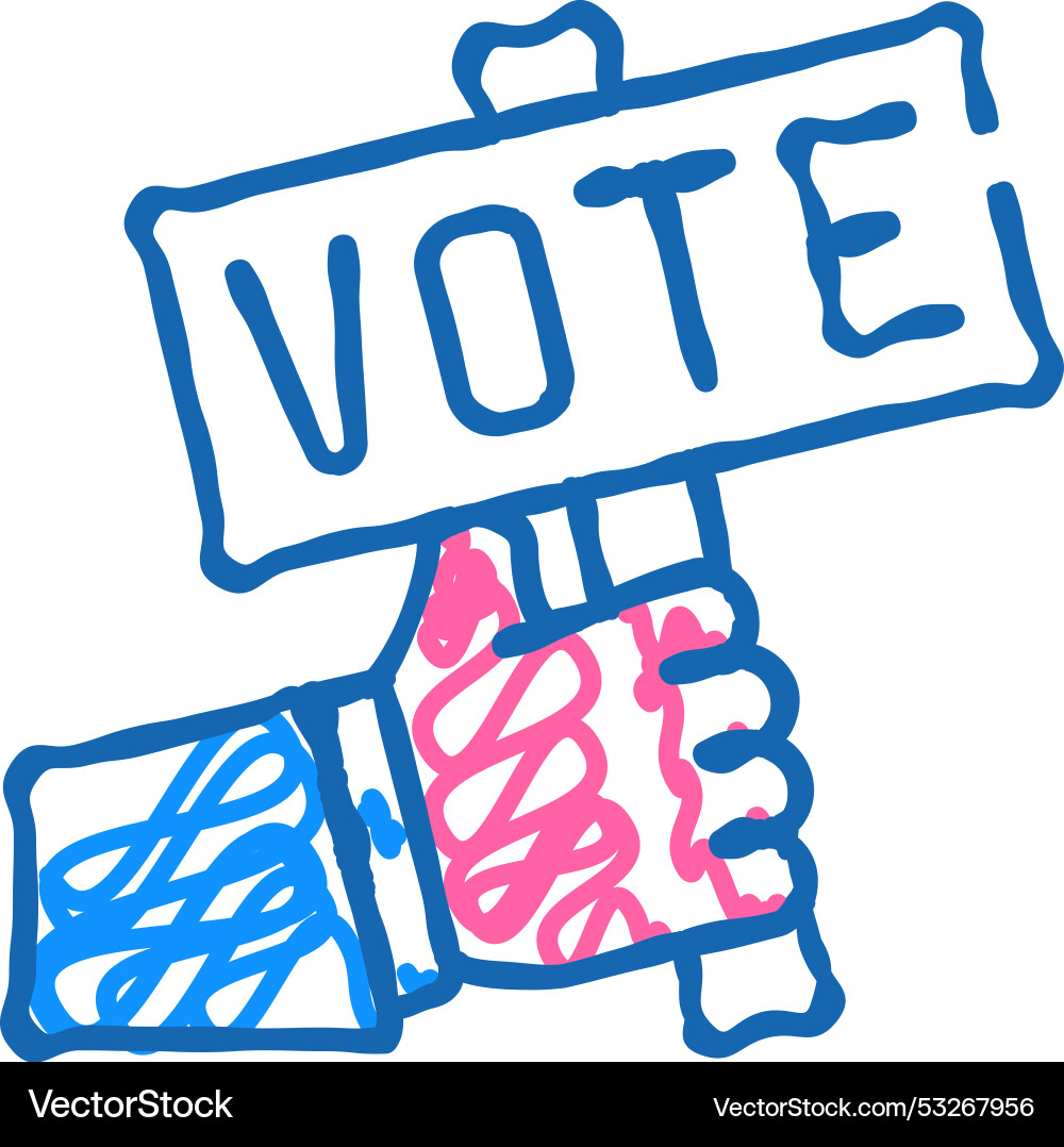 Hand holding vote nameplate icon doodle Royalty Free Vector