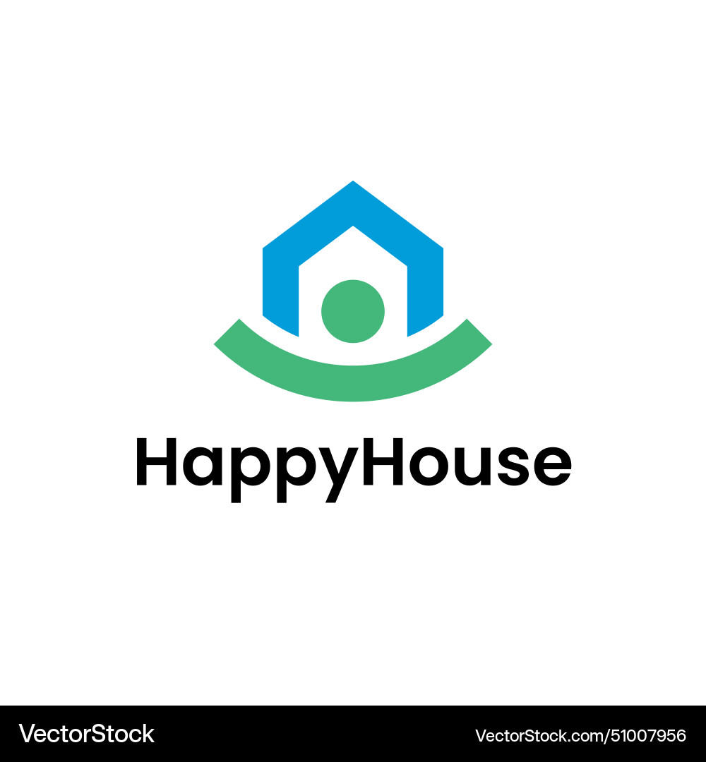 Happy smile house logo Royalty Free Vector Image