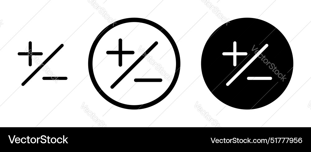 Plus minus line icon set Royalty Free Vector Image