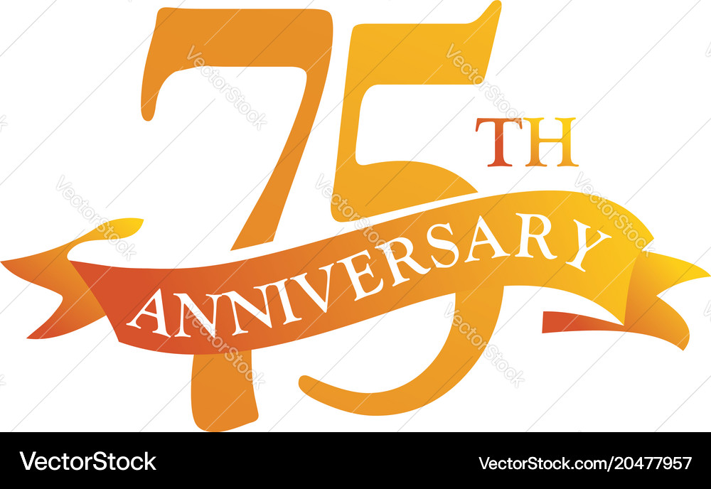 75 year ribbon anniversary Royalty Free Vector Image