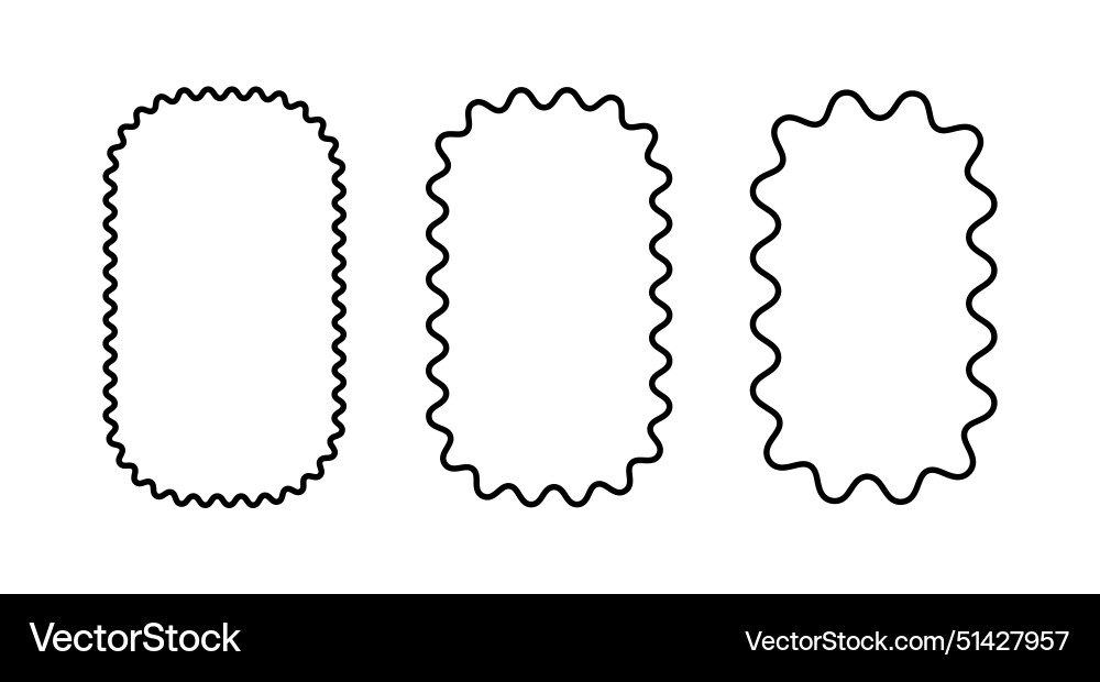 Line wave curve edge frame wavy scalloped Vector Image