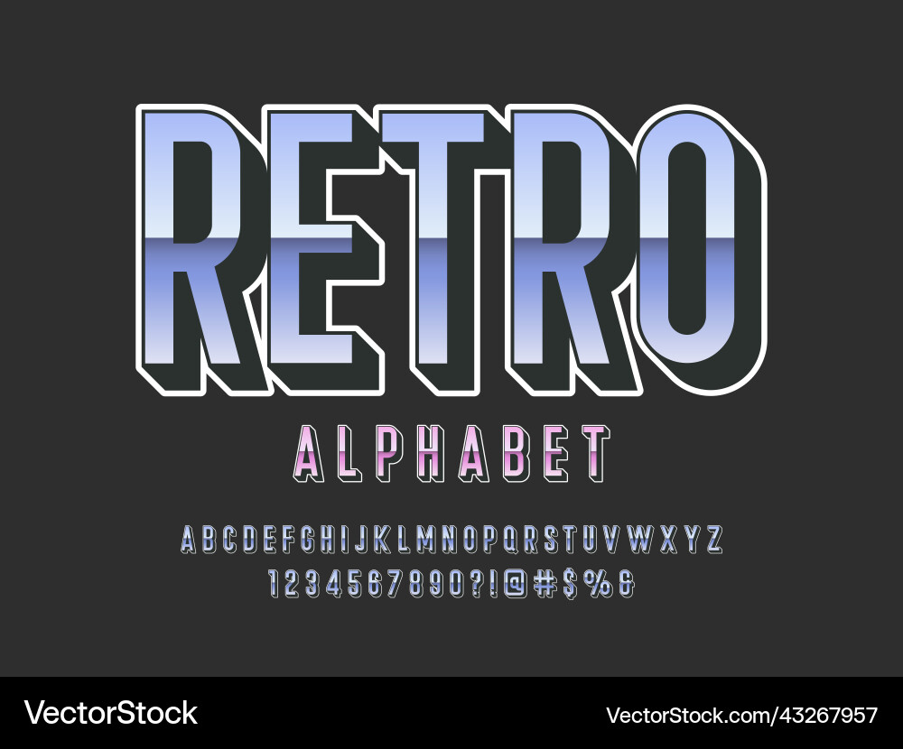 Retro font Royalty Free Vector Image - VectorStock