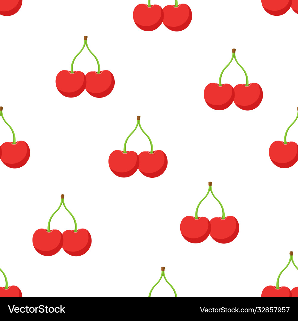Twin Red Cherries Pattern Royalty Free Vector Image