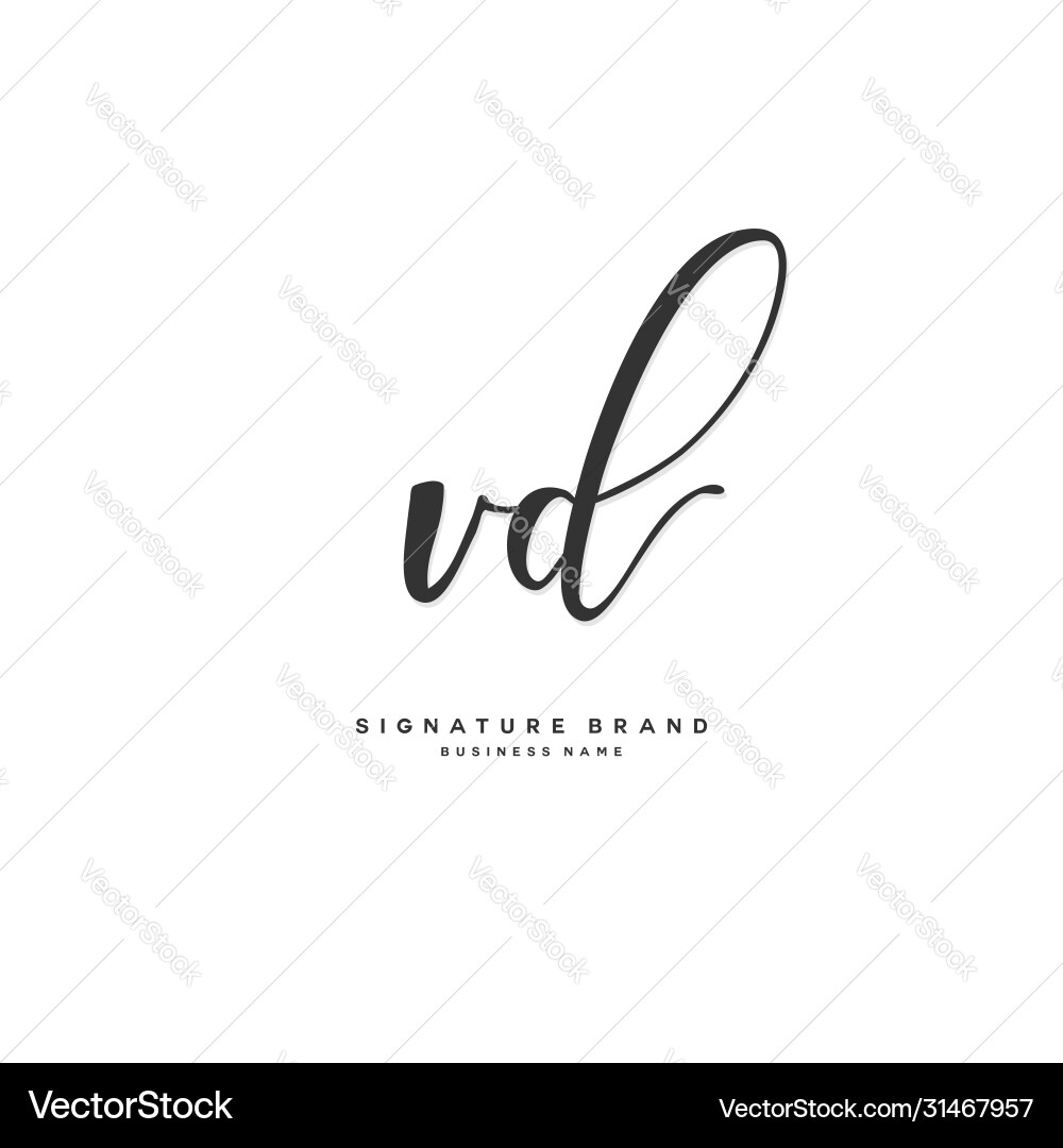 V d vd initial letter handwriting and signature Vector Image
