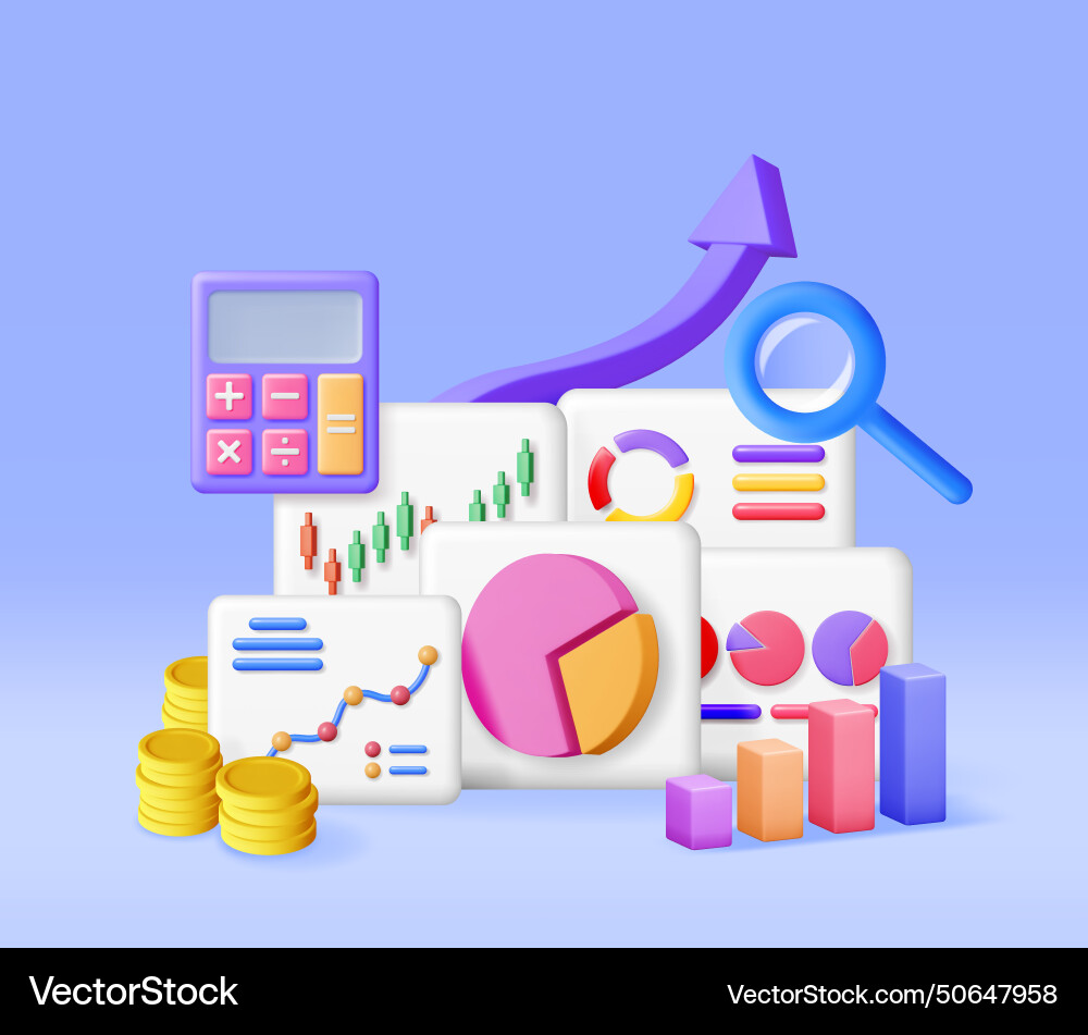 3d financial reports concept Royalty Free Vector Image