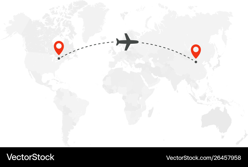 Airplane Line Path Air Plane Flight Route Vector Image