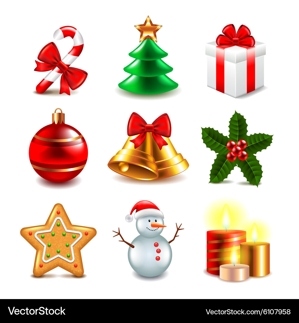 Christmas objects set Royalty Free Vector Image Christmas objects set Royalty Free Vector Image