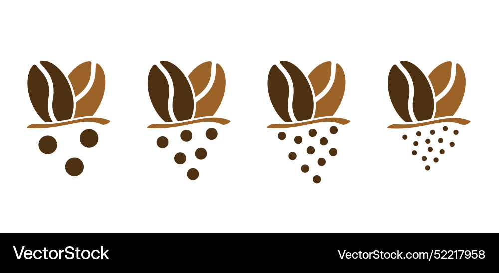 Coffee bean grind size chart grains roasted Vector Image