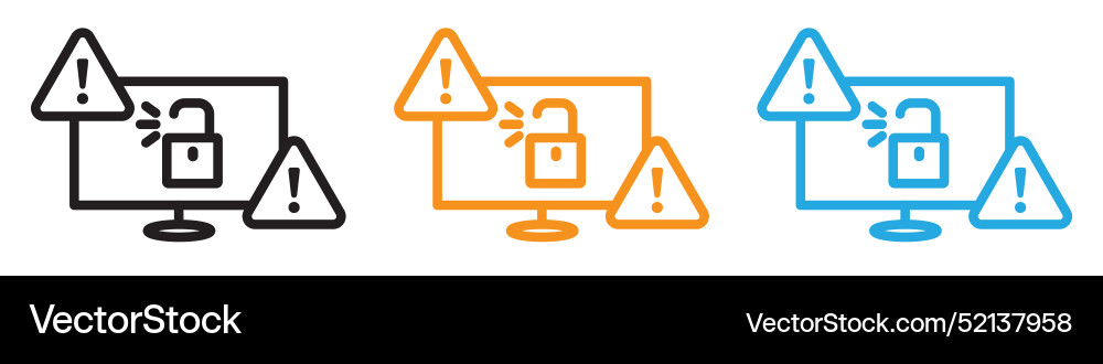 Cyber attack logo set collection for web app ui Vector Image