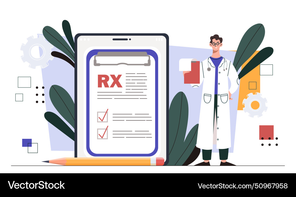 Doctor with rx prescription Royalty Free Vector Image