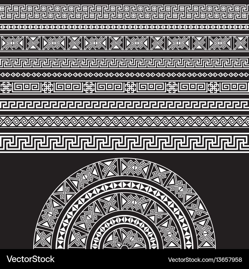 Ethnic design set borders decoration elements Vector Image