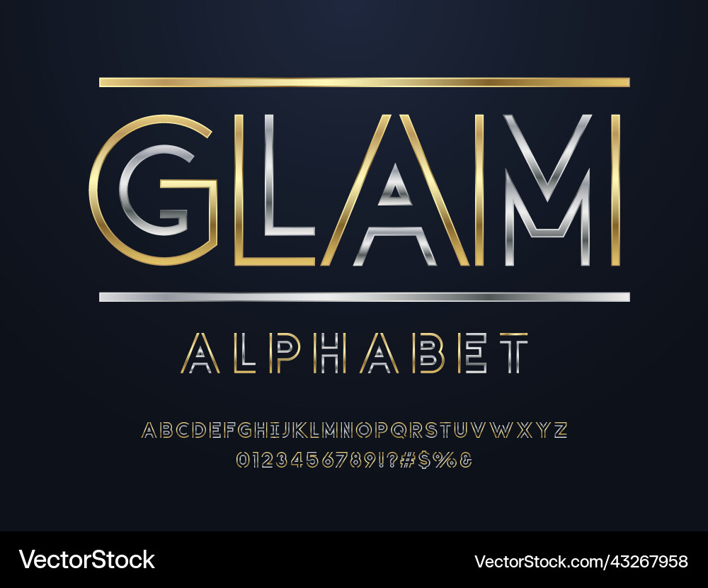 Glamour font Royalty Free Vector Image - VectorStock