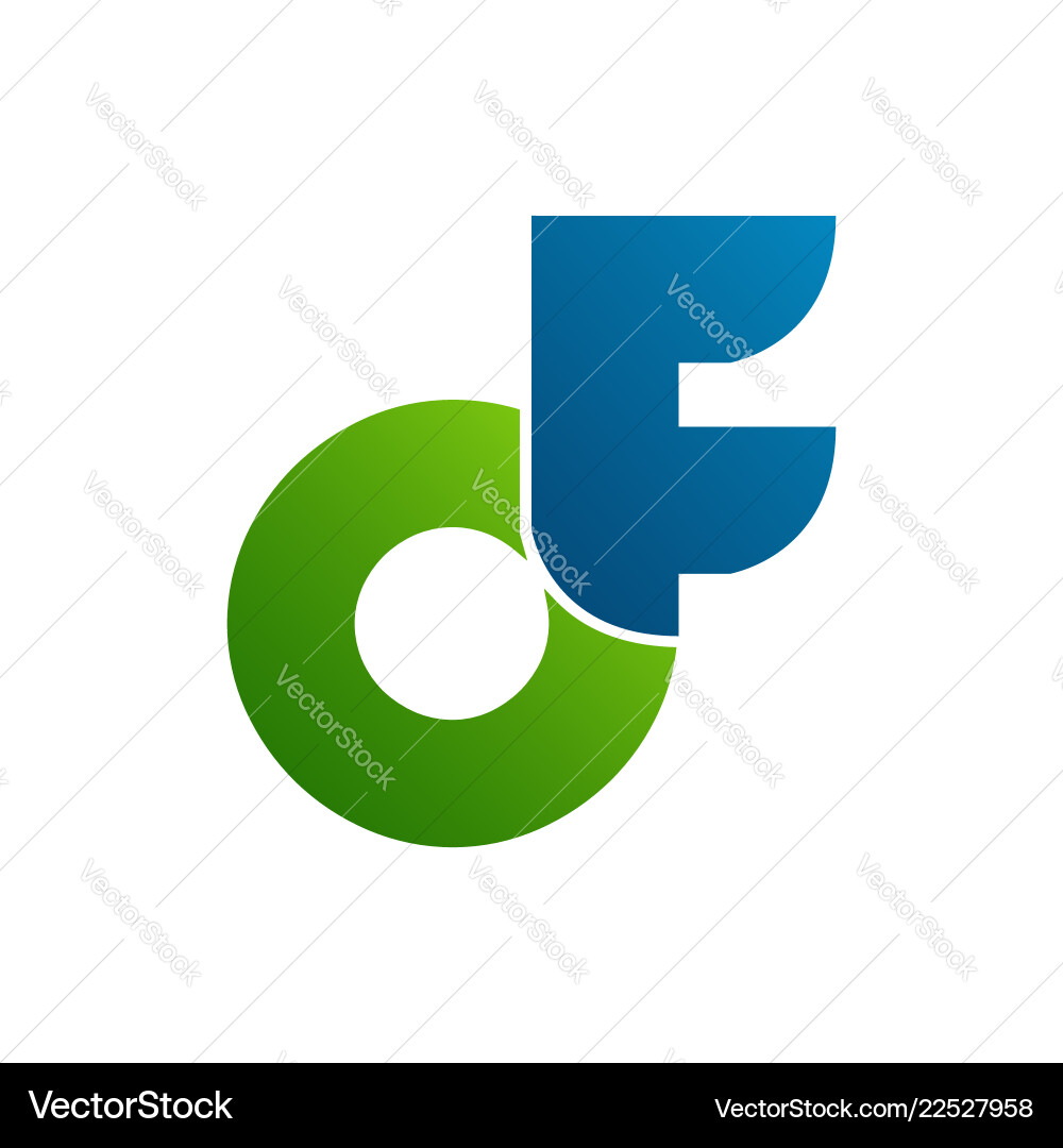 Initial letter df logo with blue green color Vector Image