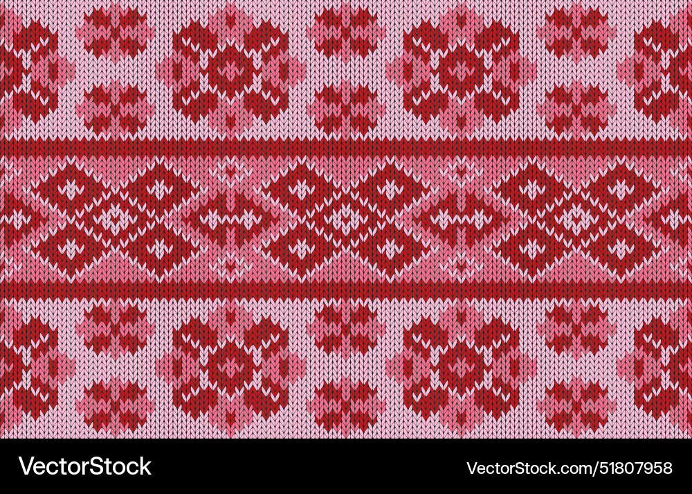 Knitted pattern seamless fabric red color tone Vector Image