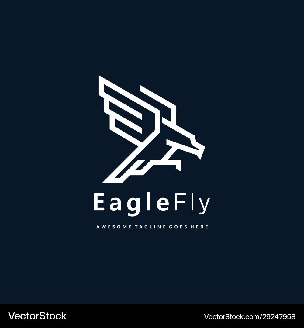 Logo eagle flay line art style Royalty Free Vector Image