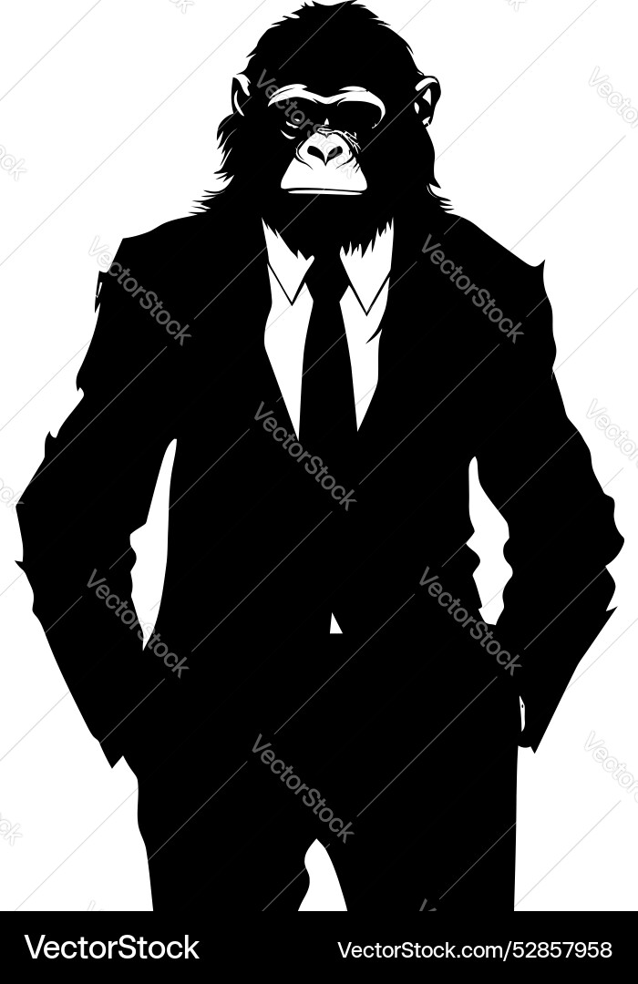Sophisticated swagger long haired chimp suit icon Vector Image