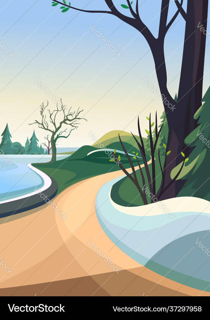 Spring park lake Royalty Free Vector Image - VectorStock