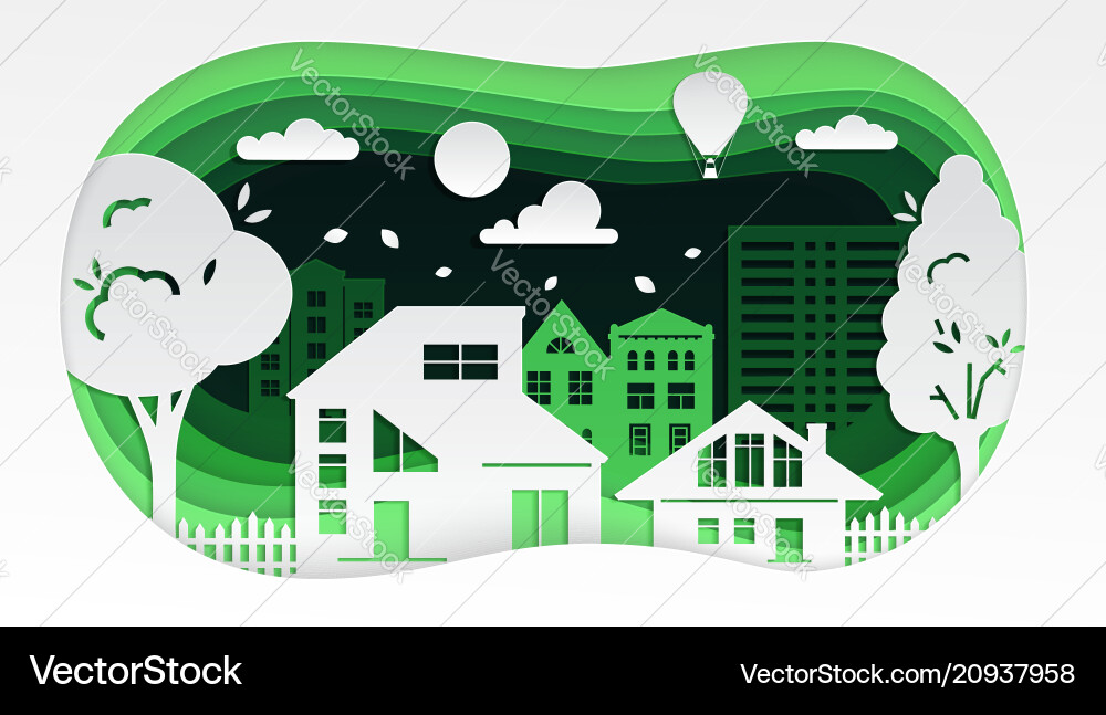 Town - modern paper cut Royalty Free Vector Image