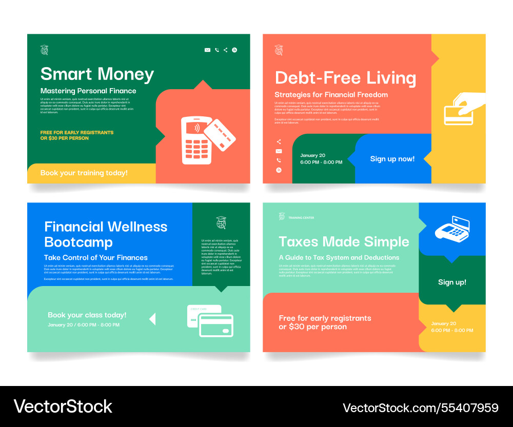 Banners inviting you to master personal finance Vector Image