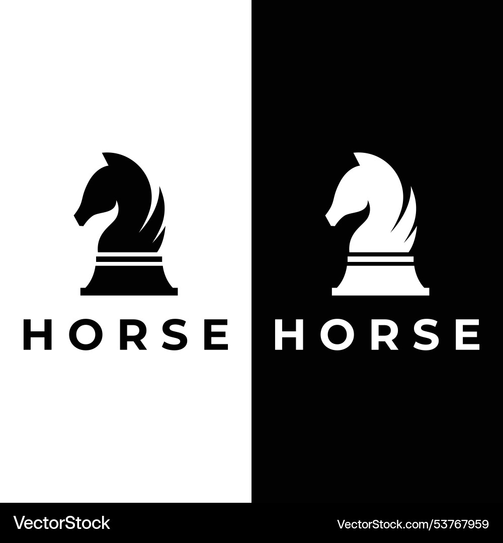 Chess strategy game logo template with horse king Vector Image