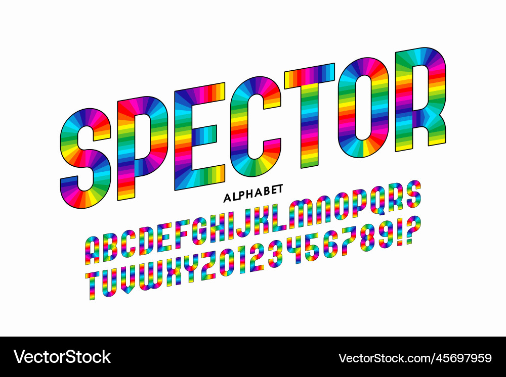 Colorful Spectrum Font Royalty Free Vector Image