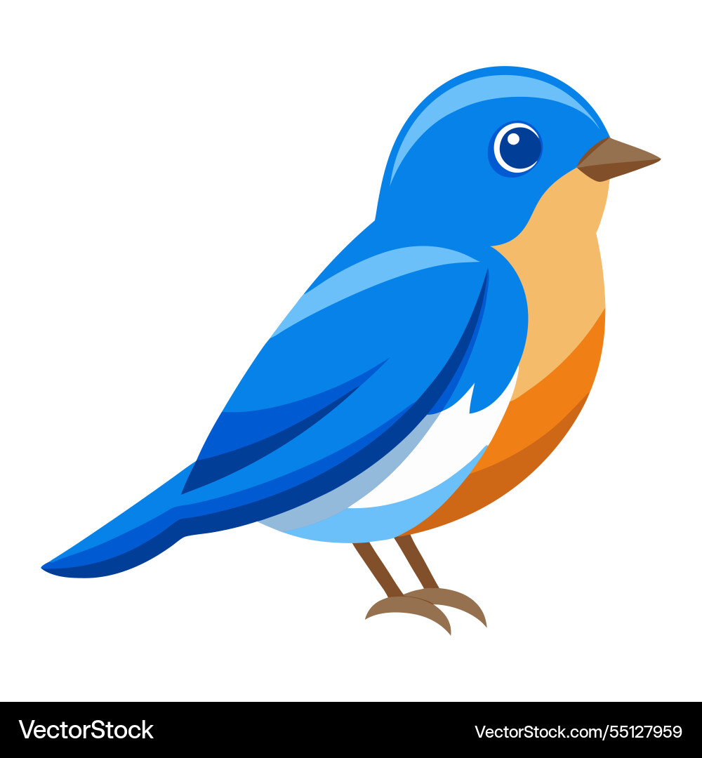 Cute Blue Bird Cartoon Sticker Royalty Free Vector Image