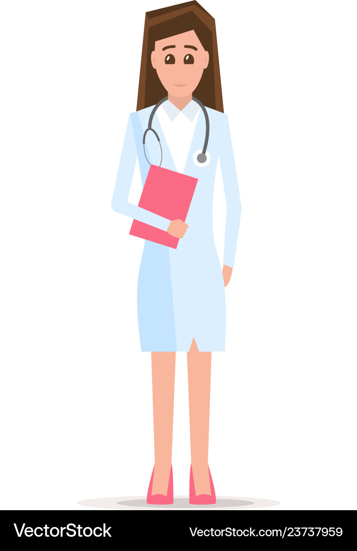 Doctor character design female isolated Royalty Free Vector