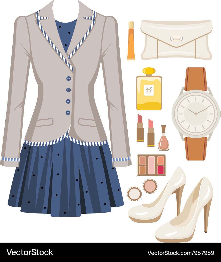 Fashion set from a female suit Royalty Free Vector Image