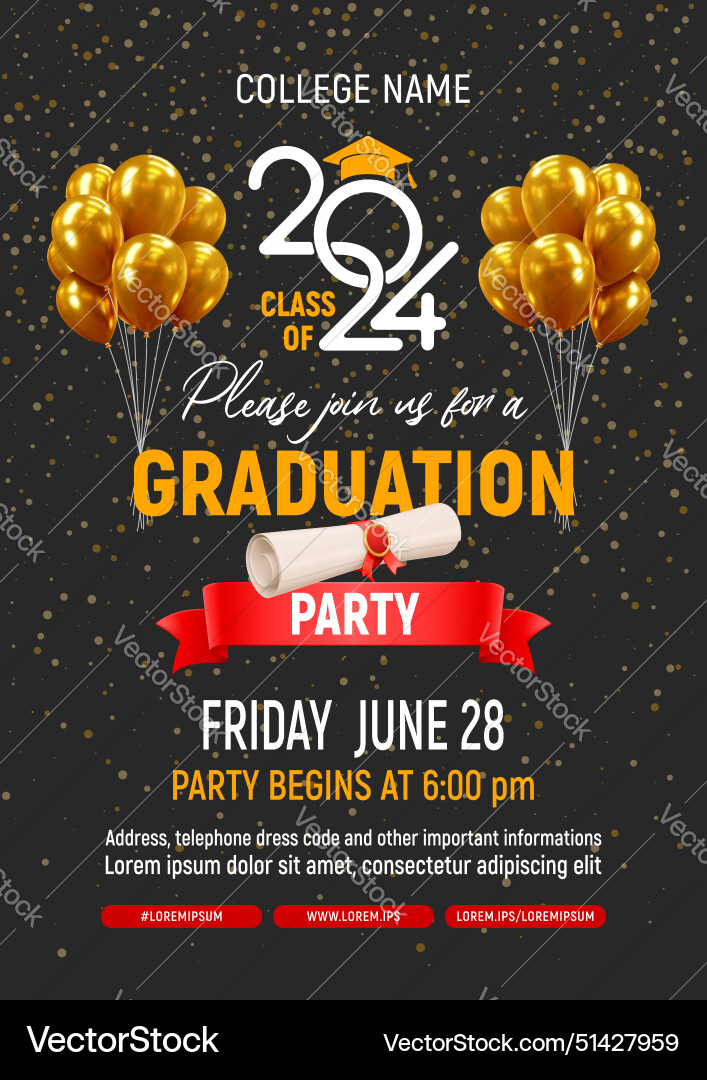 Graduation party poster template Royalty Free Vector Image