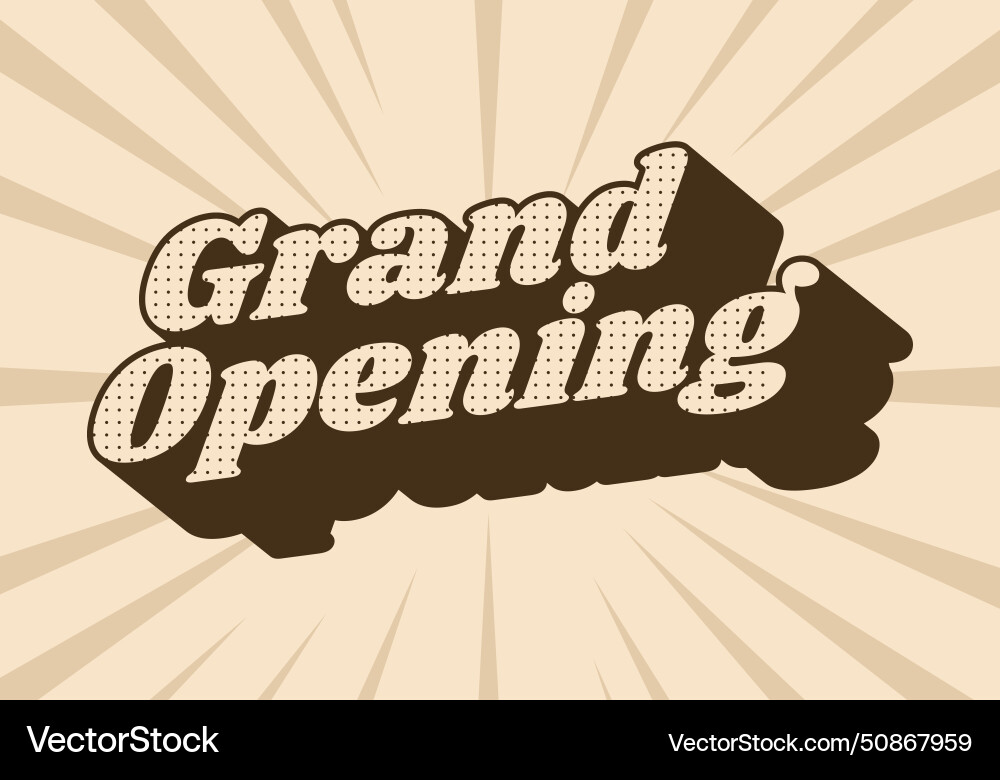 Grand opening text effect in vintage color with 3 Vector Image
