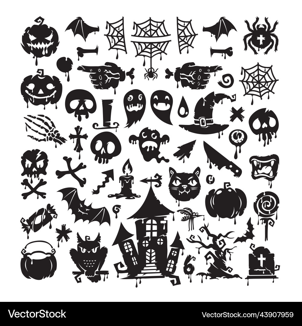 Halloween symbols collection Royalty Free Vector Image