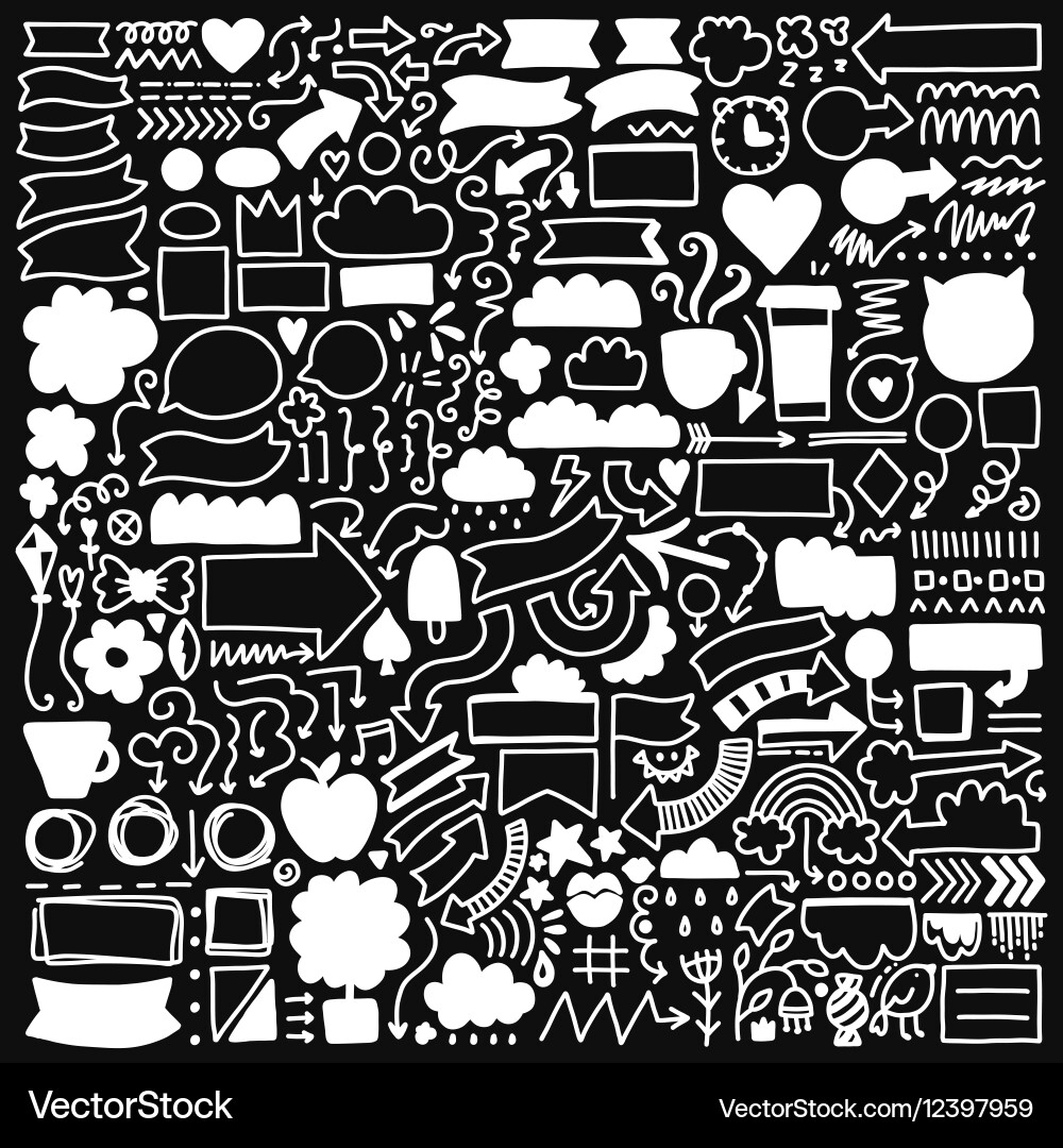 Hand drawn decor elements set Royalty Free Vector Image