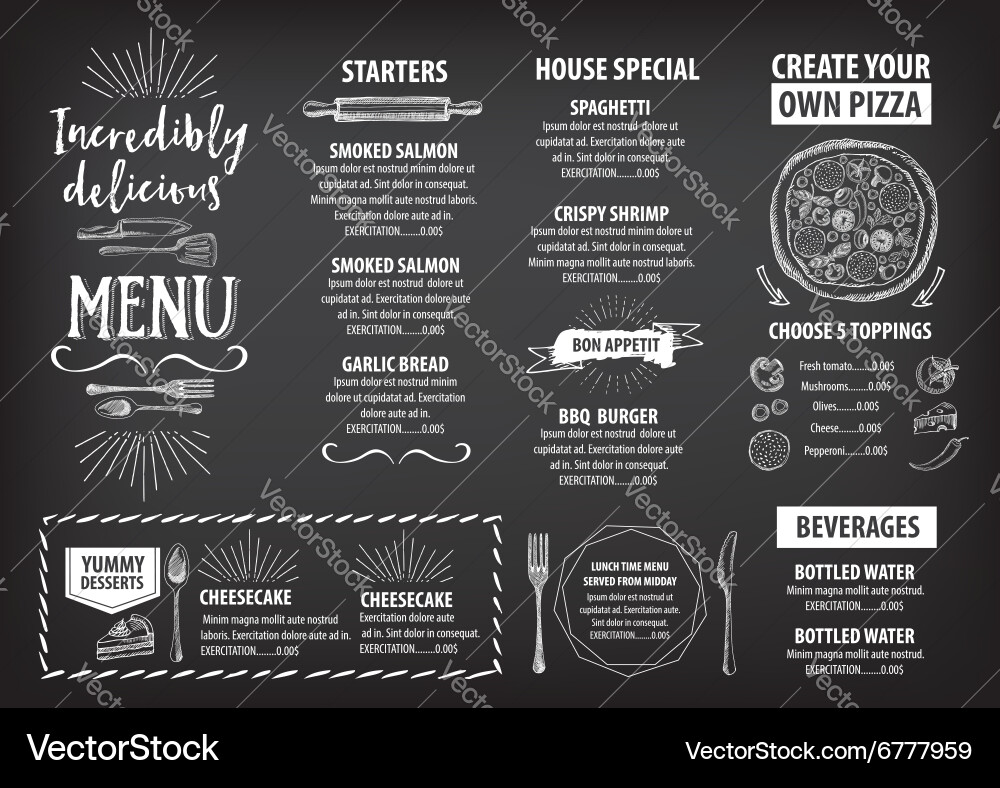 Hand-Drawn Restaurant Menu Template Royalty Free Vector