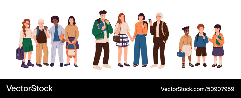 Happy students of elementary middle and high Vector Image