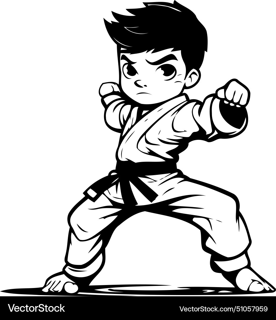 Karate boy cartoon martial arts Royalty Free Vector Image