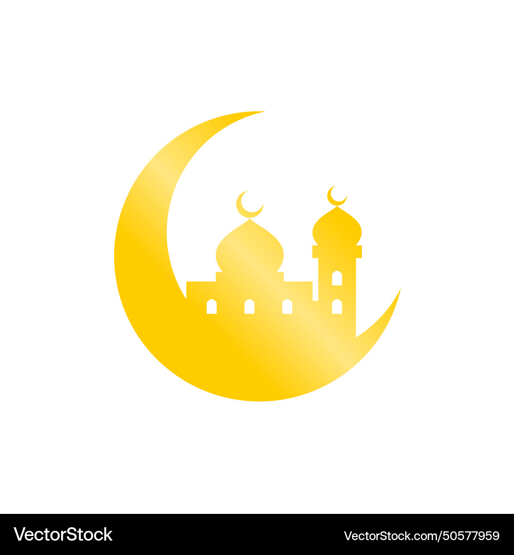 Mosque and crescent islamic symbol Royalty Free Vector Image