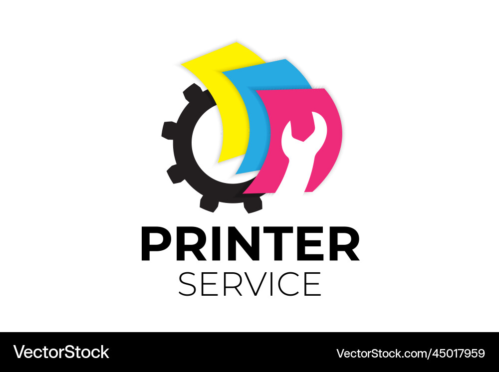 Printer Service Logo Design Lizenzfreies Vektorbild