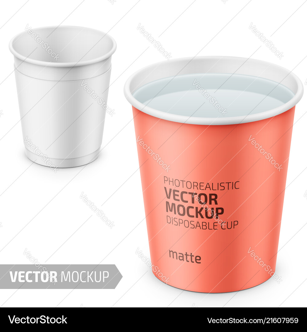 White matte disposable cup template Royalty Free Vector