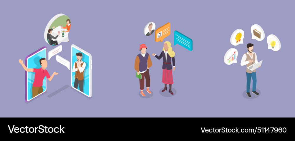 3d isometric flat of personal Royalty Free Vector Image