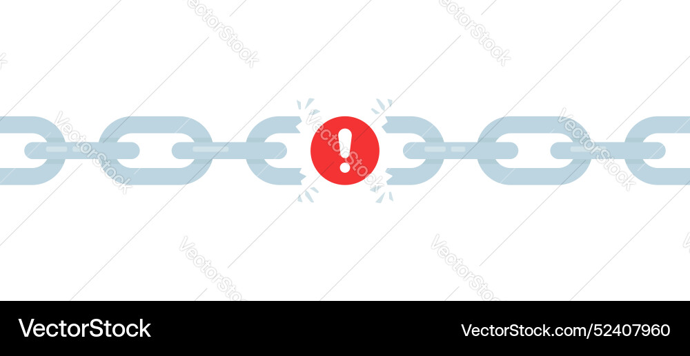 Cartoon broken chain with red exclamation point Vector Image Cartoon broken chain with red exclamation point Vector Image