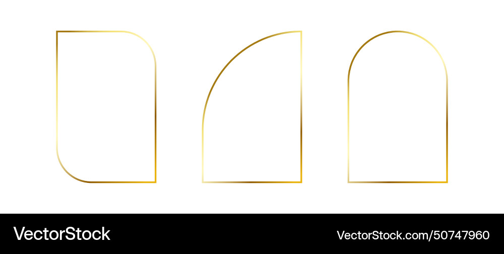 Golden thin frames set gold geometric borders Vector Image