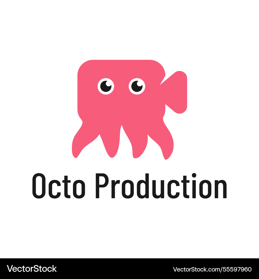 Octopus production studio flat minimalist logo Vector Image