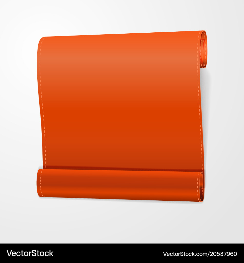 Orange curved realistic paper scroll Royalty Free Vector