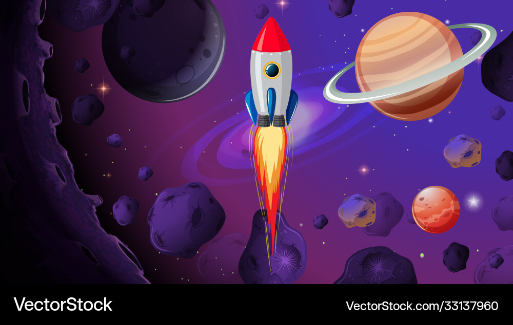 Rocket in space Royalty Free Vector Image - VectorStock