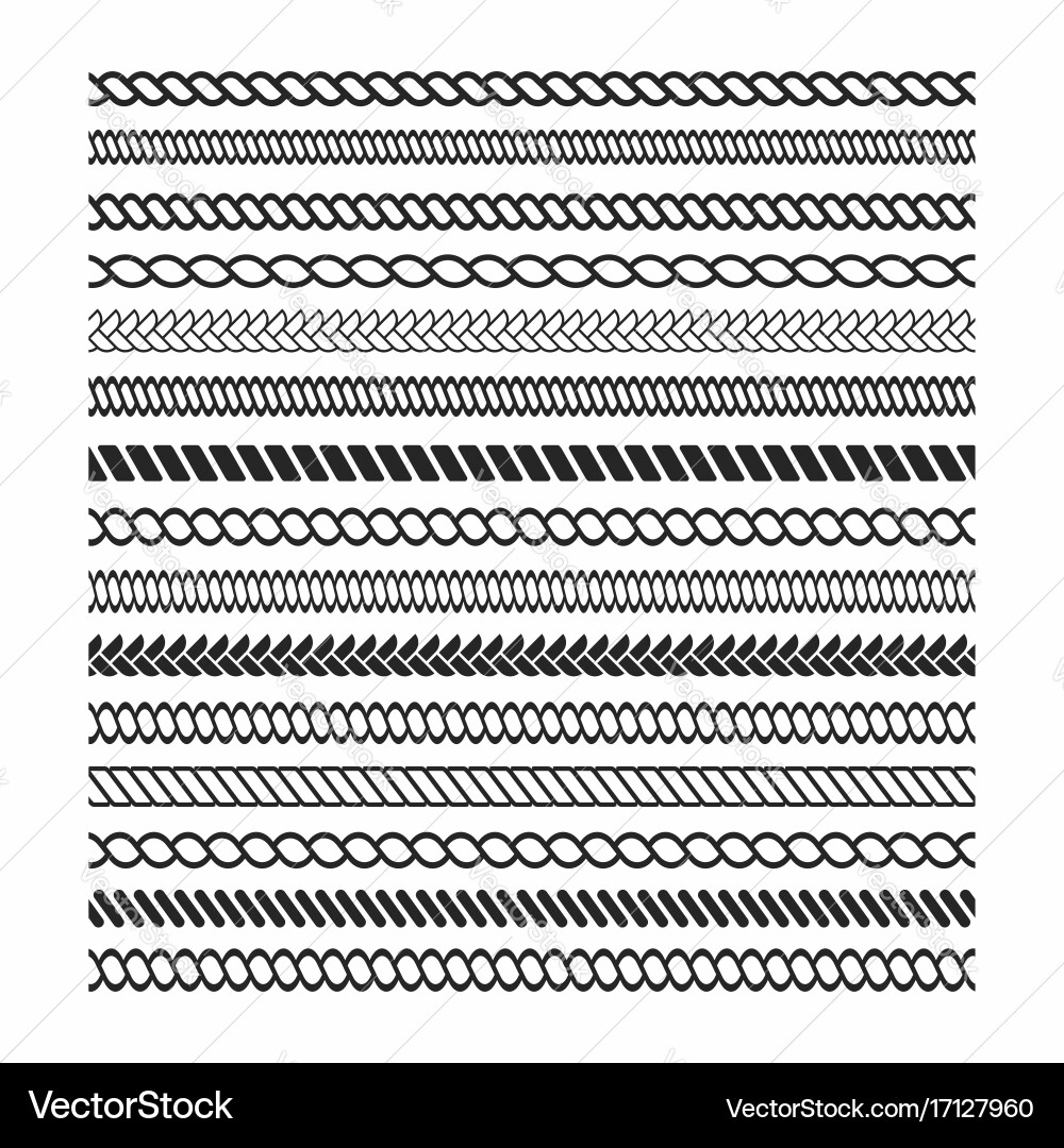 Rope brushes set frame design elements Royalty Free Vector