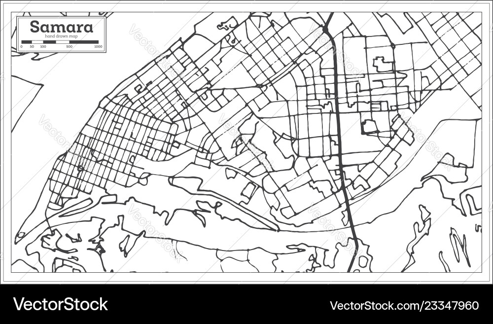 Samara Russia City Outline Map Royalty Free Vector Image
