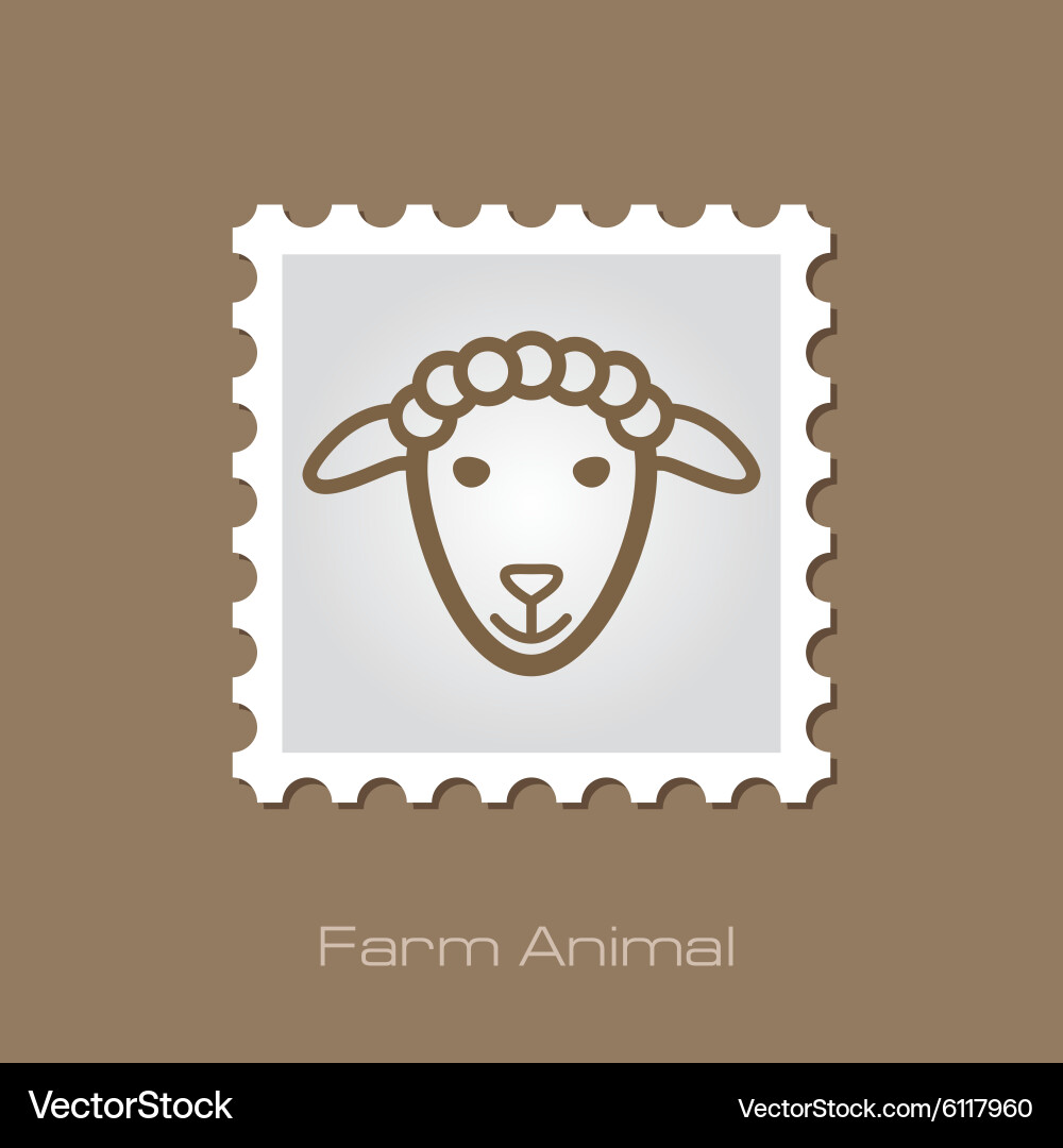 Sheep stamp animal head Royalty Free Vector Image