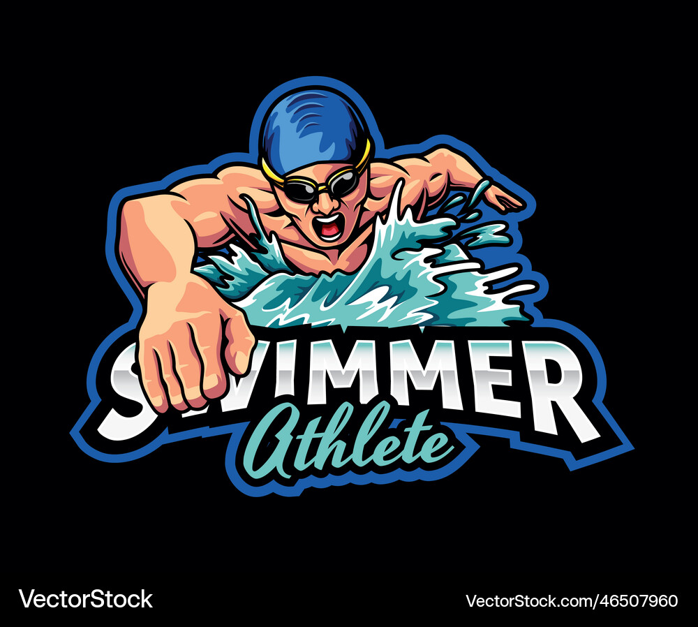 Swimmer athlete mascot logo design Royalty Free Vector Image